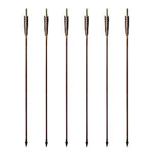 zzuus 33" Handmade Bamboo Arrows Eagle Feather Shaft Diameter 8mm Steel Arrowheads for 20-70 Lbs Long Bow and Recurve Bow Hunting Archery (6pcs)