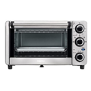 Danby DBTO0412BBSS 0.4 cu ft/12L 4 Slice Countertop Toaster Oven in Stainless Steel Toast, Bake, Broil, Keep Warm functions
