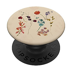 Cute Simple Wildflowers Pattern Design Floral on Beige PopSockets Swappable PopGrip