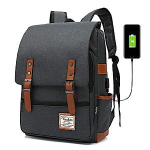 FEWOFJ Professional Laptop Backpack, Women Vintage College School Bookbag - Black