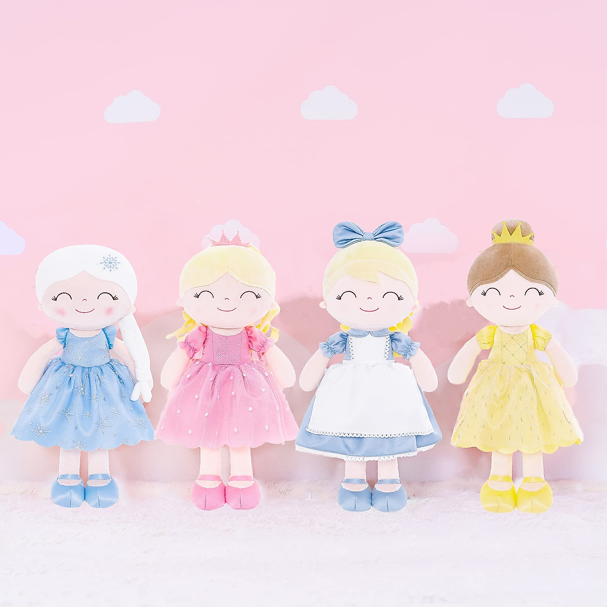 Gloveleya Personalized Princess Doll with Your Name - Cute Custom Pink Soft Plush Doll for Girls Plush Doll Customized Gifts