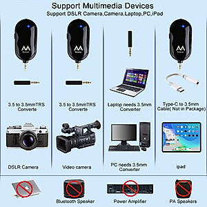 Wireless Lavalier Microphone System Wireless Lapel Mic Micro Rechargeable Recording with Monitor Jack for iPhone iPad Smartphone Camera Laptop YouTube Interview Vlog Video