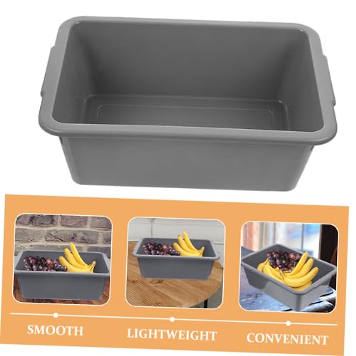 BUGUUYO 3pcs Restaurant Bowl Storage Box Storage Bins Dishwashing Tubs Washing Basin Tub Commercial Tote Tubs Multipurpose Bus Tub Restaurant Bus Tub Bus Tub for Restaurant Grey Pp