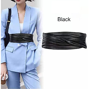 Block Garden Women Retro Wide Corset Belt Velcro Closure Waist Cinch Belts, 01 Black