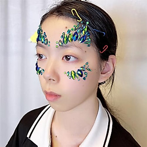 Face Jewels festival halloween face Tattoo body gems Bindi Glitter Eyes rhinestone Forehead Sticker DIY Face Decoration Face Gems Rhinestone Temporary Tattoo Sticker(emerald ab/SR14)