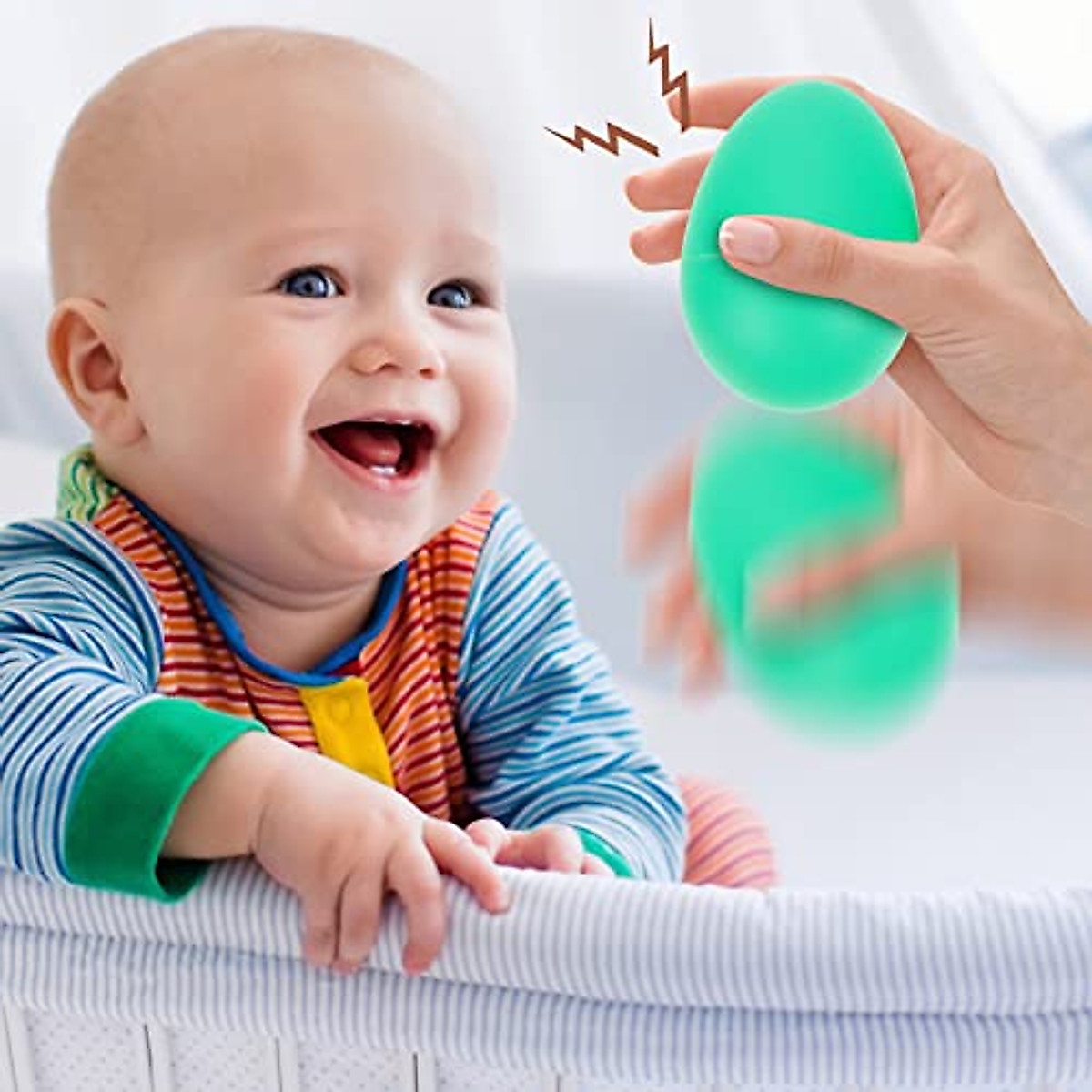 Operitacx 10pcs Egg Shakers Percussion Musical Maracas Egg Balls Colored Eggs Toy Montessori Sound Making Shakers Christmas Stocking Stuffers for Kids Music Learning DIY Painting