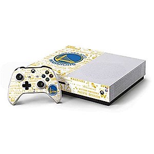 Skinit Decal Gaming Skin Compatible with Xbox One S Console and Controller Bundle - Officially Licensed NBA Golden State Warriors Historic Blast Design