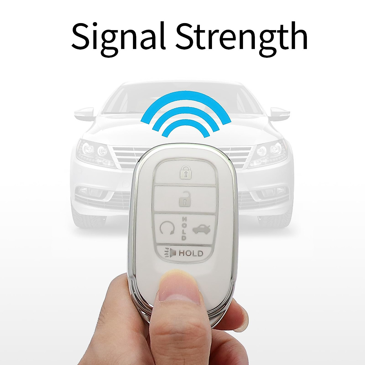 Kespevn for Honda Key Fob Cover 5 Button Soft TPU with Leather Keychain 360 Degree Protection Key Case Shell Holder Fits for 2022 2023 2024 Honda Accord Civic HR-V CR-V Pilot Odyssey, B White