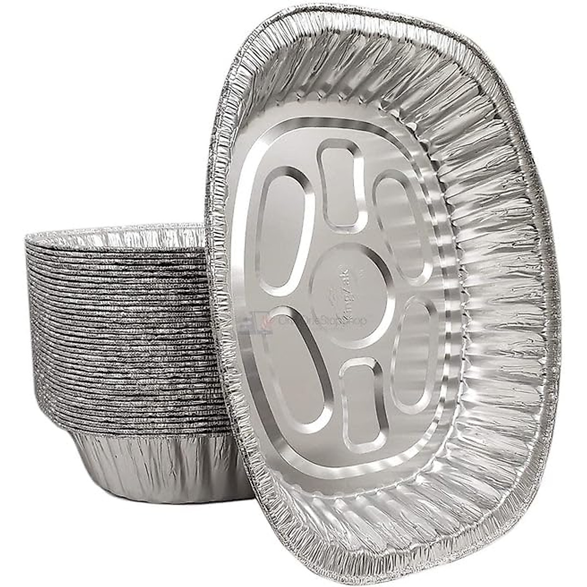 Nicole Fantini Disposable & Durable Extra Large Oval Turkey Roaster Aluminum Pans For Thanksgiving - 100% Recyclable : Perfect for Brisket, Baking and Roasting : 10 Pans