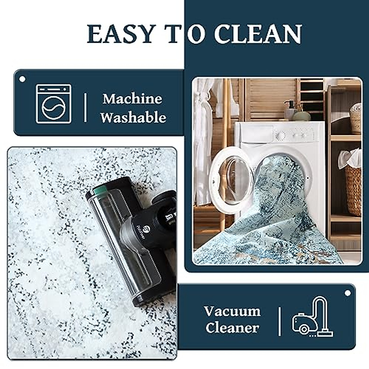 QD-Udreamy 5x7 Area Rugs, Machine Washable Rug 5' x 7', Ultra-Thin Abstract Modern Area Rug Stain Resistant Anti Slip Backing Rugs for Living Room Bedroom