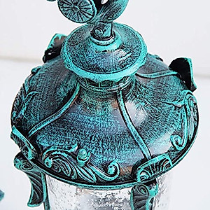 MODEBHD 205cm 3-Head Outdoor Waterproof Table Lamp Post Light Column Lamp European Fence Door Villa Glass Aluminum Lantern E27 Decoration Street Light Landscape High Pole Floor Lamps