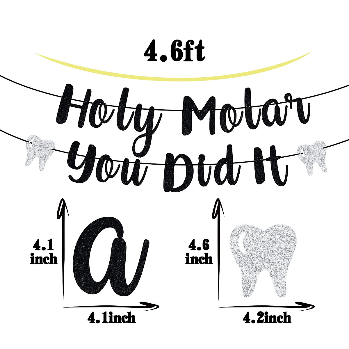 Black Glitter Holy Molar You Did It Banner, Future Dentist/Class of 2025/Congrats Dentist, 2025 Dental School Graduation Party Decorations Supplies