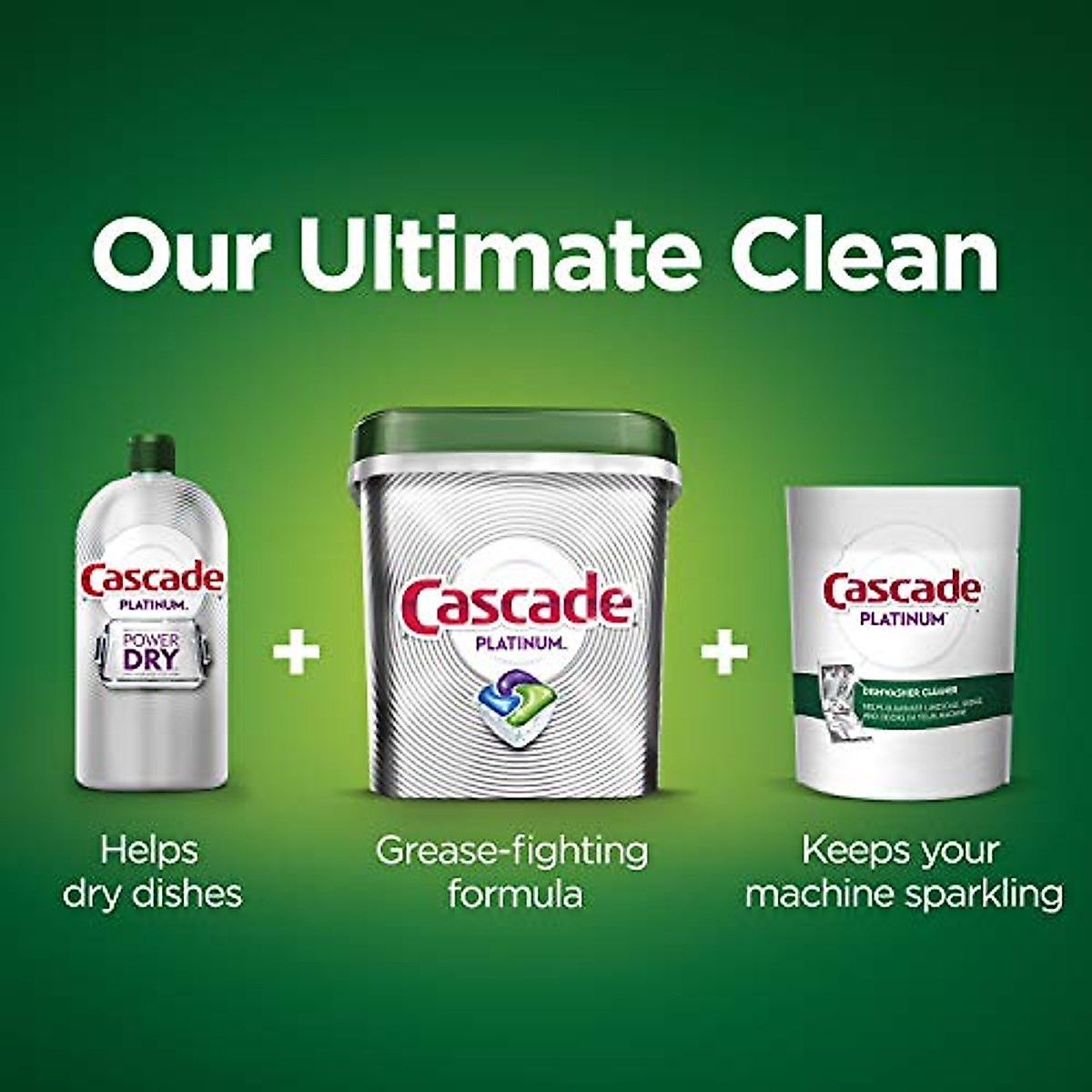 Cascade Platinum Dishwasher Pods, ActionPacs Dishwasher Detergent with Dishwasher Cleaner Action, Fresh Scent, 36 count