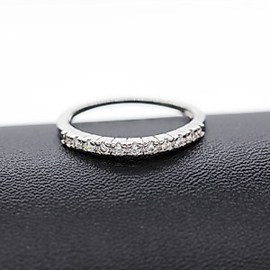 Uloveido 2mm Stacking Eternity Band Ring for Women - Clear Round Brilliant Cubic Zirconia Stones Petite Simple Circle Round Bridal Rings Set (Size 6) J029