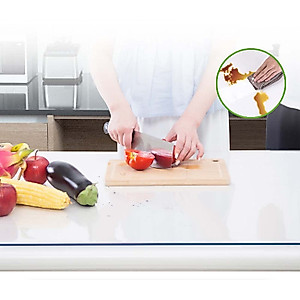 KATE 1.5mm 60x88 Inch Plastic Table Cover Clear Table Protector Non-Slip Easy Clean for Kitchen Tablecloths Table Mats
