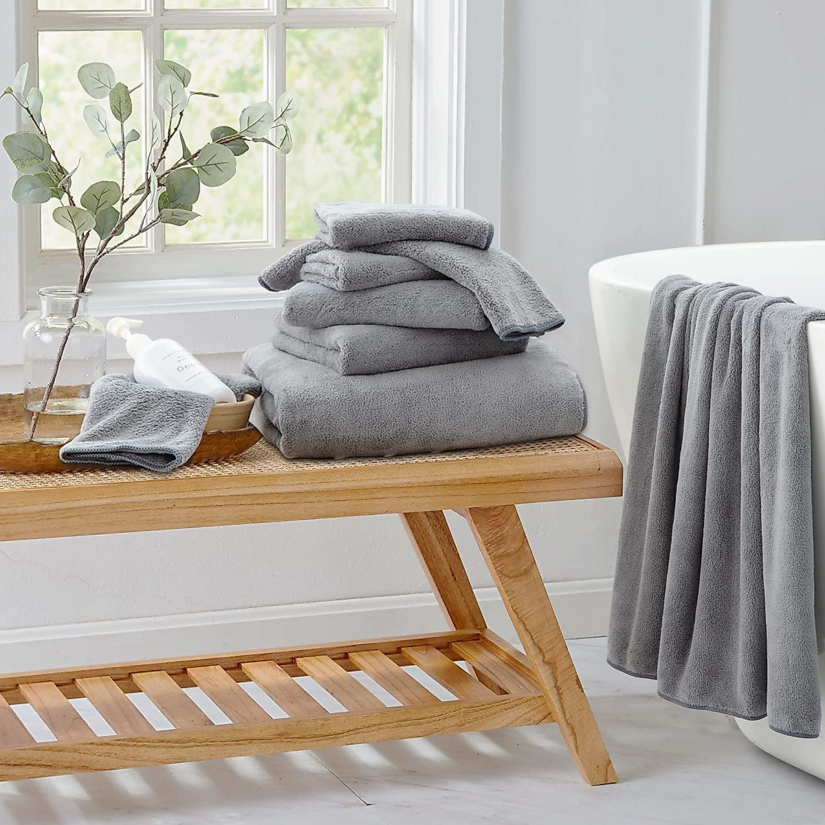 MAGGEA 4 Piece Oversized Bath Sheet Towels (35 x 70 in,Grey) 700 GSM Ultra Soft Bath Towel Set Thick Large Cozy Plush Highly Absorbent Towels Quick Dry Bathroom Towels Hotel Luxury Shower Towels