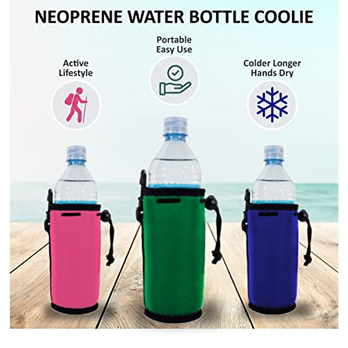 Blank Neoprene Water Bottle Coolie (4 Pack, Royal)