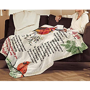 Personalized Custom Date Photo Memorial Cardinal Guardian Angel Hugs from Heaven Sign in Memory Loss of Loved One Remembrance Bereavement Sympathy Grieving Fleece Sherpa Throw Blanket (Cardinal 2)