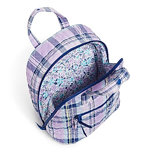 Vera Bradley Women's Cotton Mini Totepack Backpack, Amethyst Plaid - Recycled Cotton, One Size