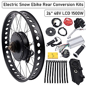 TQSHOoP 26" E-Bike Conversion Kit, 48V 1500W Electric Bike Rear Wheel Hub Motor Conversion Kit with LCD Display, Electric Bicycle Hub Motor Kit for Fat Tire