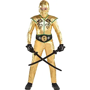 Gold Fighter Ninja Costume - Child Large - 12-14, 1 Pc