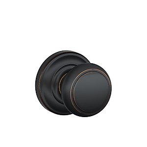 Schlage F10 AND 716 ADD Andover Door Knob with Addison Trim, Hall & Closet Passage Lock, Aged Bronze