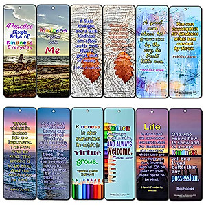 Creanoso Inspiring Inspirational Act of Kindness Bookmarks for Women (12-Pack) – Premium Gift Set – Inspiring Sayings Quotes for Ladies, Wife, Girls – Six Bulk Assorted Bookmarks Designs