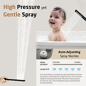 KES Shower System with Tub Spout Bath Shower Faucet Set Complete 10 Inch Rain Shower with Handheld Spray Pressure Balance Black, XB6305-BK