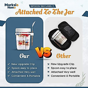 Overnight Oats Containers with Lids - Multi-Functional 16 OZ Overnight Oats Jars - 2 Pack Mason Jars Overnight Oats - Overnight Oats Container Glass - Oatmeal Container - Chia Pudding Jars with Lids