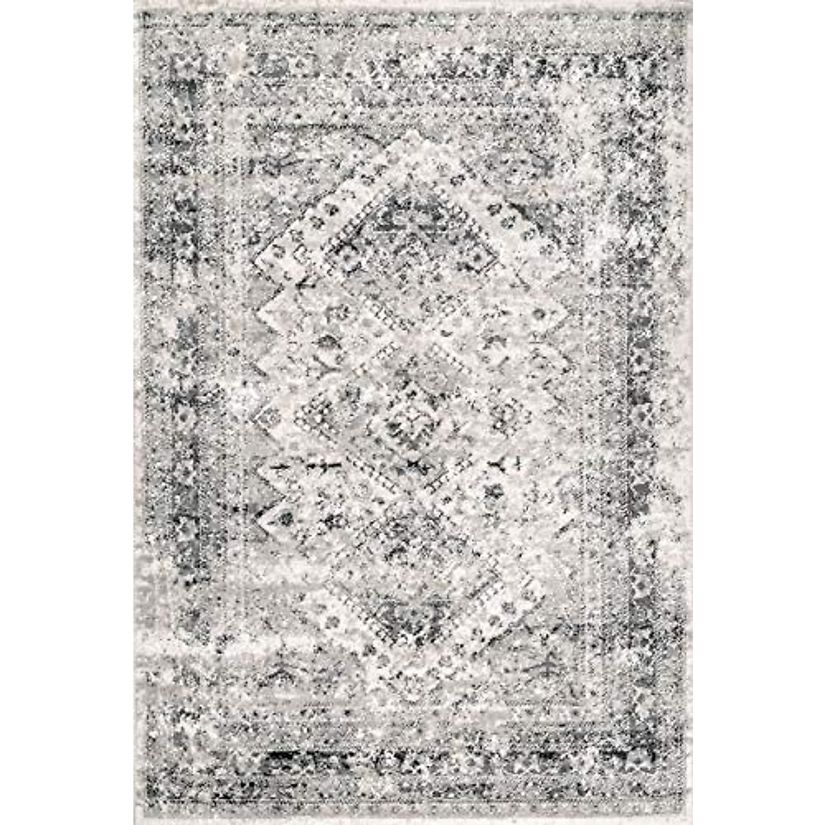 nuLOOM Madisson Vintage Faded Medallion Area Rug, 5x8, Silver