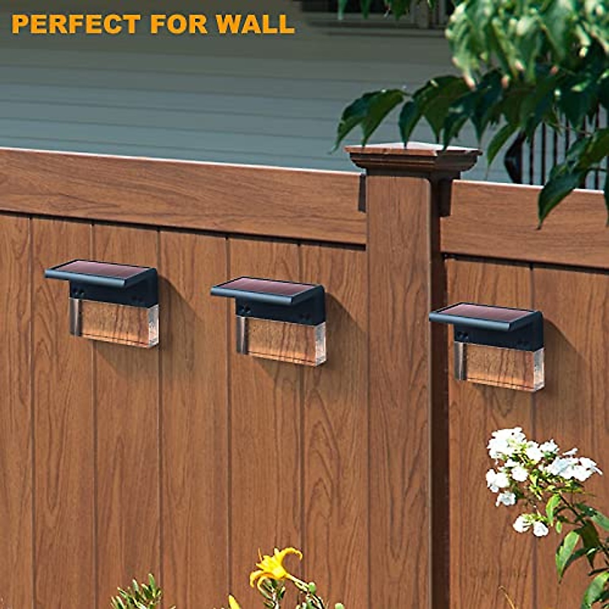 DenicMic Solar Deck Lights, Led Solar Step Lights Outdoor for Stair, Fence, Patio, Garden Pathway, Step, Super Bright 10 lumens, 2 Lighting Modes, Acrylic Bubbles Warm White/Color Changing 6 Pack