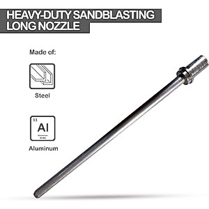 Le Lematec AS118 Blue Sandblaster and Sandblaster Long Nozzle Attachment Bundle