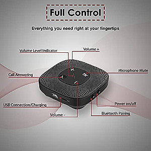 CA Essential Speakerphone SP-2000 - USB and Bluetooth Speakerphone, Clear Sound, 360 Degree Noise Cancelling Microphone with 3m Range, 66 Ft BT Wireless Range, by Cyber Acoustics