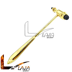 LAJA Imports Tromner Neurological Reflex Hammer with Pointed Tip Handle for Cutaneous and Superficial Responses - (Gold)