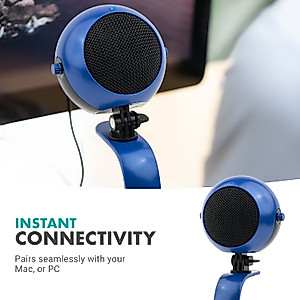 Movo WebMic USB Microphone with Desktop Stand, Royal Blue, Cardioid Condenser, for PC and Mac, with Mic Gain and Headphone Monitoring