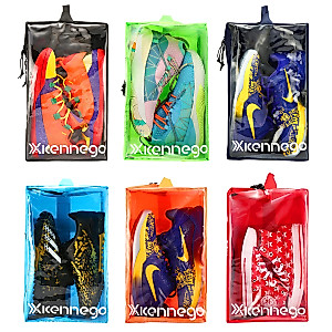 Xicennego Portable Basketball Shoe Bag with zipper - Sneaker Storage Bag - Shoe Box Bags - Foldable Waterproof Shoe Puches Organizer(Fluorescent green)