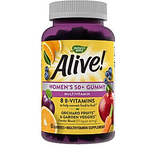 Nature’s Way Alive! Women’s 50+ Gummy Multivitamins, Essential Vitamins & Minerals, Supports Whole Body Wellness*, Vegetarian, Mixed Berry Flavored, 60 Gummies