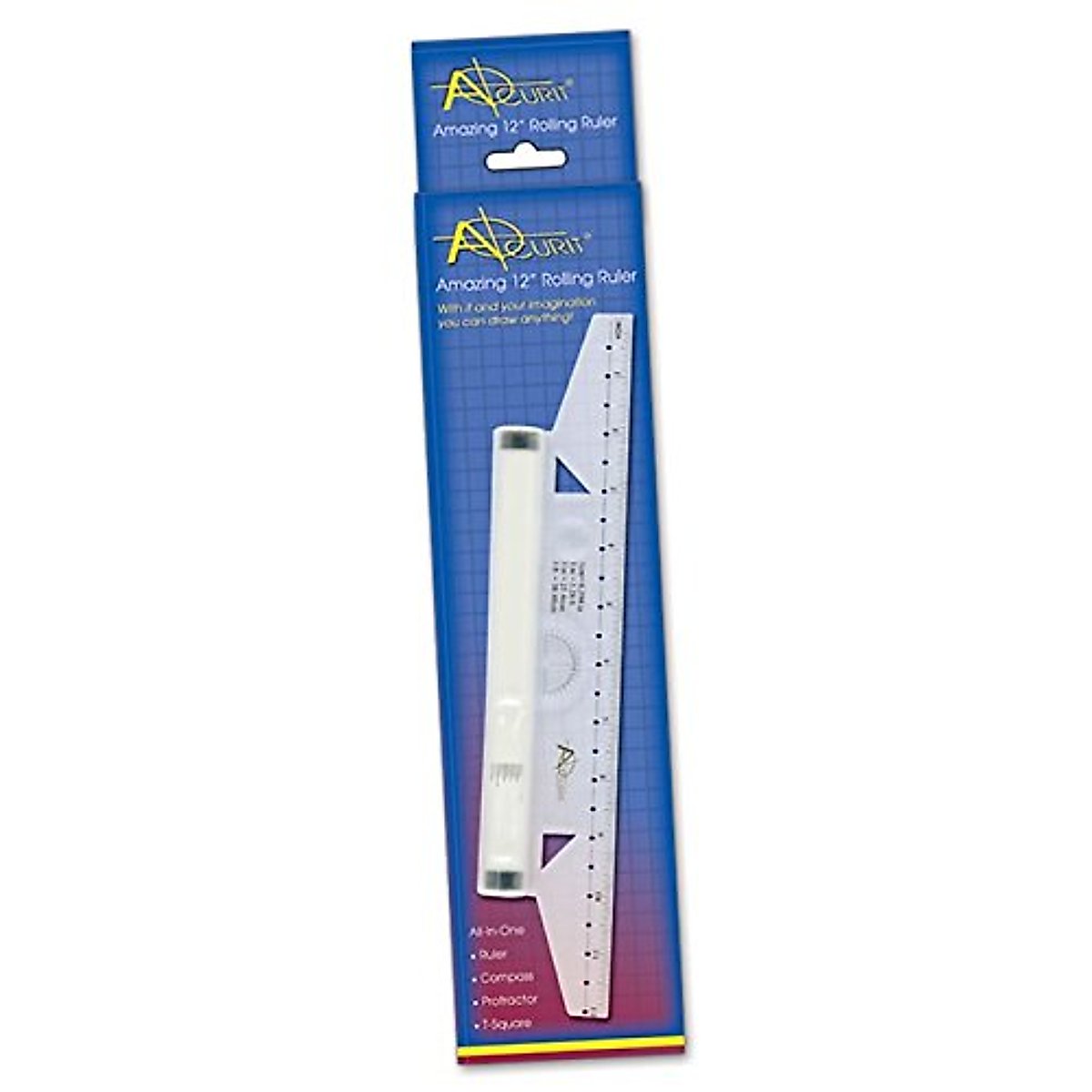 Acurit Rolling Ruler - A Must Have 4-in-1 Tool for Any Artist, Perfect for Illustrations, Drawings, Measurements, Line and Angle Drawing, & More! - Single