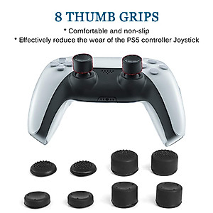 PS5 Charging Station with Thumb Grip Kit, FUMONCHY Charger Station for Playstation 5 DualSense Controllers, PS5 DualSense Controller Accessories with LED Indicator