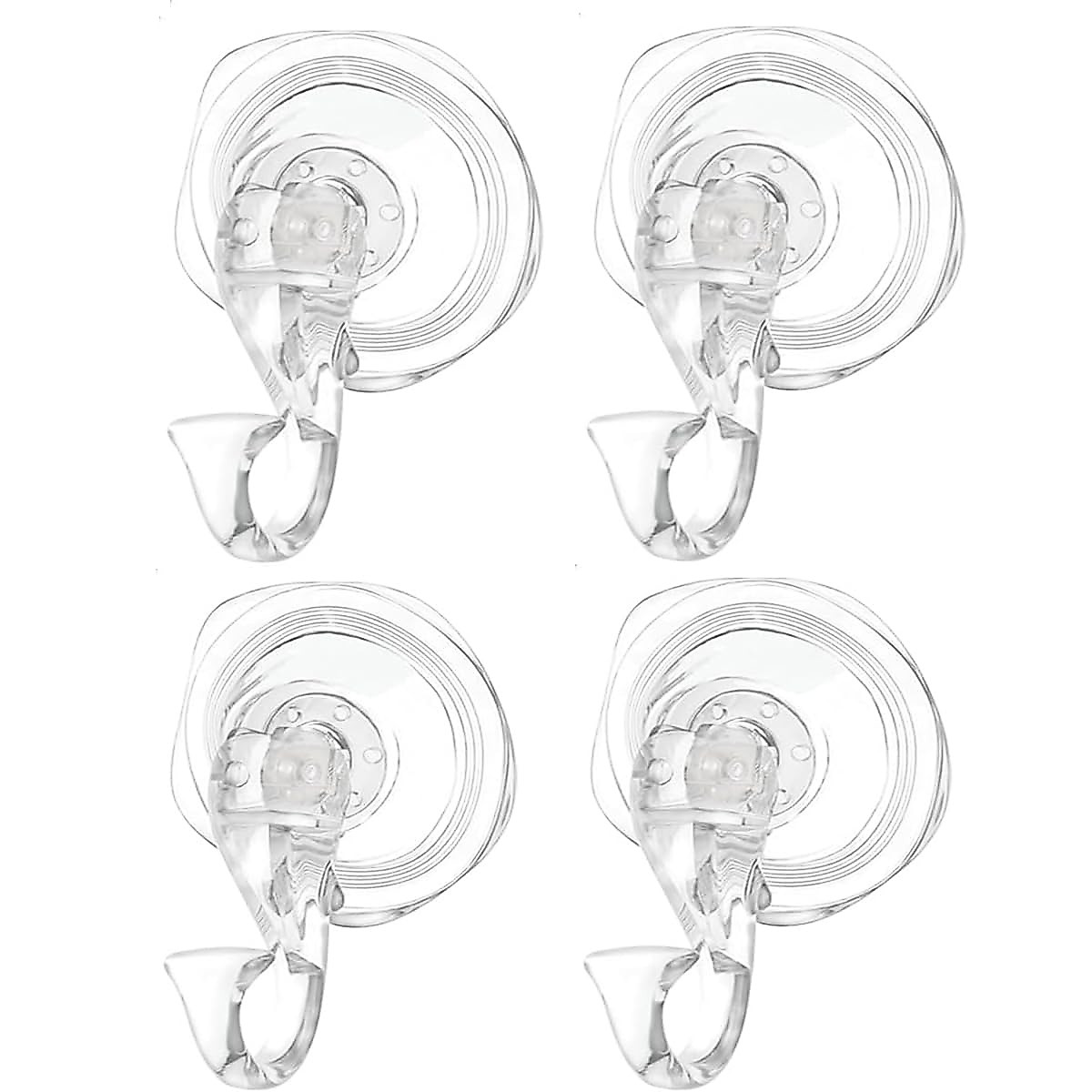 4 Pack Suction Cup Hooks Strong, Max 3lb, Removable Reusable Window Glass Door Transparent Heavy Duty Suction Holder Bathroom Shower Wall Suction Cup Hangers.