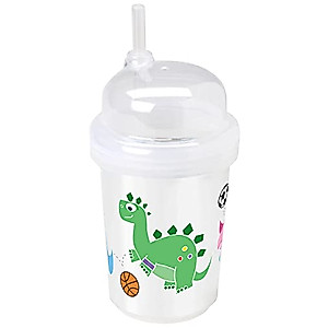 nuSpin Kids 8 oz Zoomi Straw Sippy Cup, Sports Dinosaurs Style