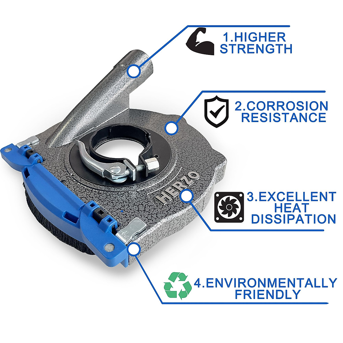 HERZO Aluminum Dust Shroud for Angle Grinder 4.5 inch and 5 Inch, Includes 5Inch Diamond Grinding Cup Wheel