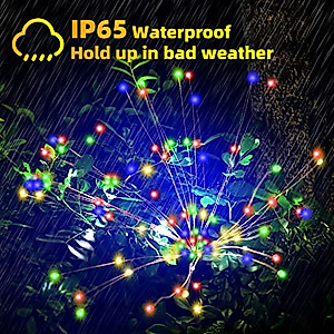 2 PCS Solar Firework Light, Outdoor Solar Garden Decorative Lights 120 LED Powered 40 Copper Wires String DIY Landscape Light for Walkway Pathway Backyard Christmas Decoration Parties (Multi-Color)