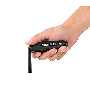 Steelman Portable Folding Hex Key Wrench Metric Multi-Tool, Set Includes 1.5, 2, 2.5, 3, 4, 5, 6, and 8mm Sizes, Chamfered Ends, Steel, Corrosion-Resistant Black Oxide Coating