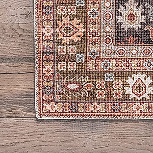 nuLOOM Cathie Persian Floral Machine Washable Area Rug, 8' x 10', Beige