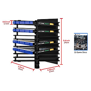 GEEKRIA Discs Storage Box Rack Tower, Foldable PS5 Games Card Disk Stand Storage Bracket Discs Holder Compatible with PS4/ PS5/ Nintendo Switch/Xbox Series/Xbox Noe/CD/DVDs/Movie Discs