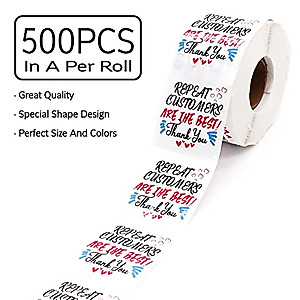 Wailozco Repeat Customers are The Best Stickers,Thank You Stickers,Handmade Stickers,Small Shop Stickers,Envelopes Stickers for Small Business, Online Retailers,Handmade Goods,500 Labels Per Roll