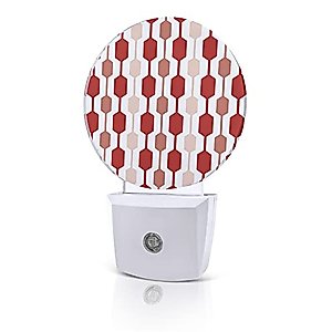 ILYBEEN Mid Century Abstract Hexagon LED Night Lights Plug-in Nightlight with Auto Dusk to Dawn Sensor,Gradient Color Geometric Art Round Lamp for Bedroom,Hallway,Bathroom