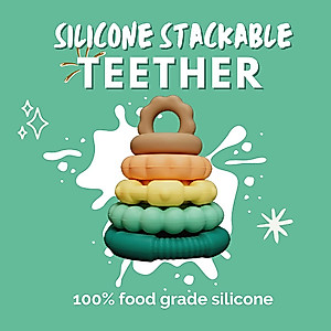NEAFRON Baby Stacking Toy for Toddlers - BPA-Free Food-Grade Silicone Stacking Toy Teether - Montessori Sensory Nesting Toy for Toddlers