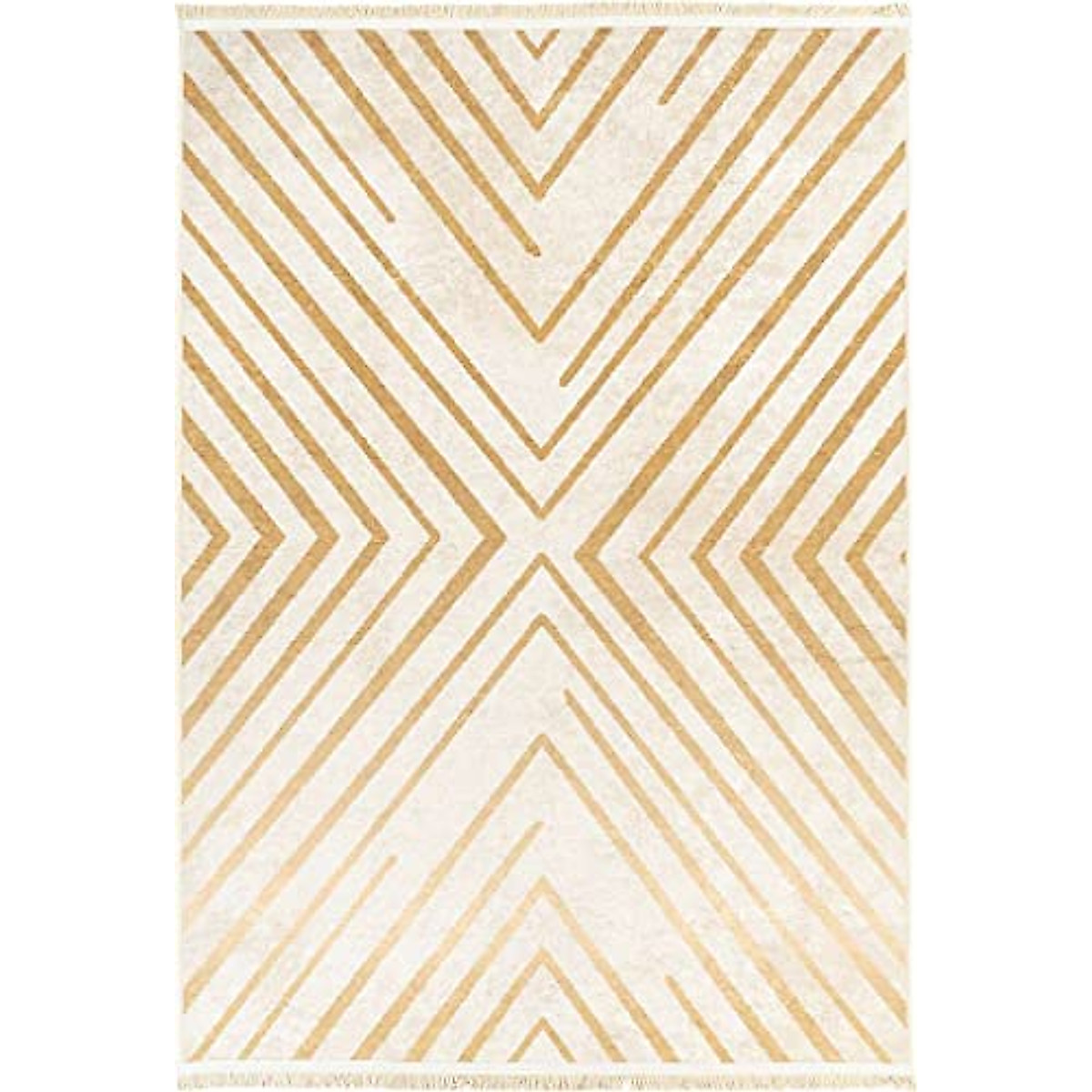 Alfa Rich Rugs, 5x7 Area Rug, Cream - Gold Rug, Non-Slip, Soft, Machine Washable, Living Room Rugs